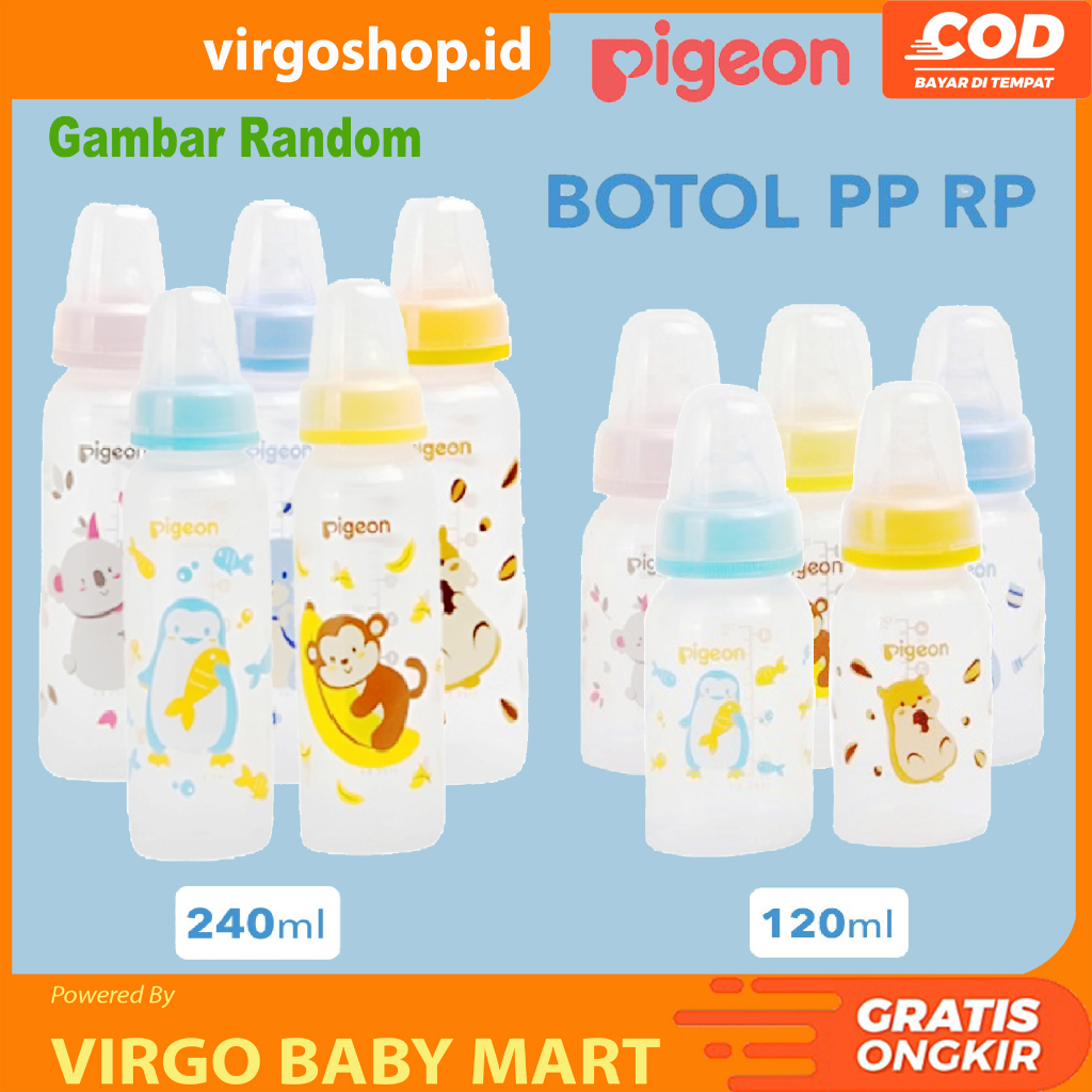 Jual Pigeon Botol Susu PP RP Standar 120ml / 240ml - Motif Random - Dot Peristaltic Ulir Bottle ...