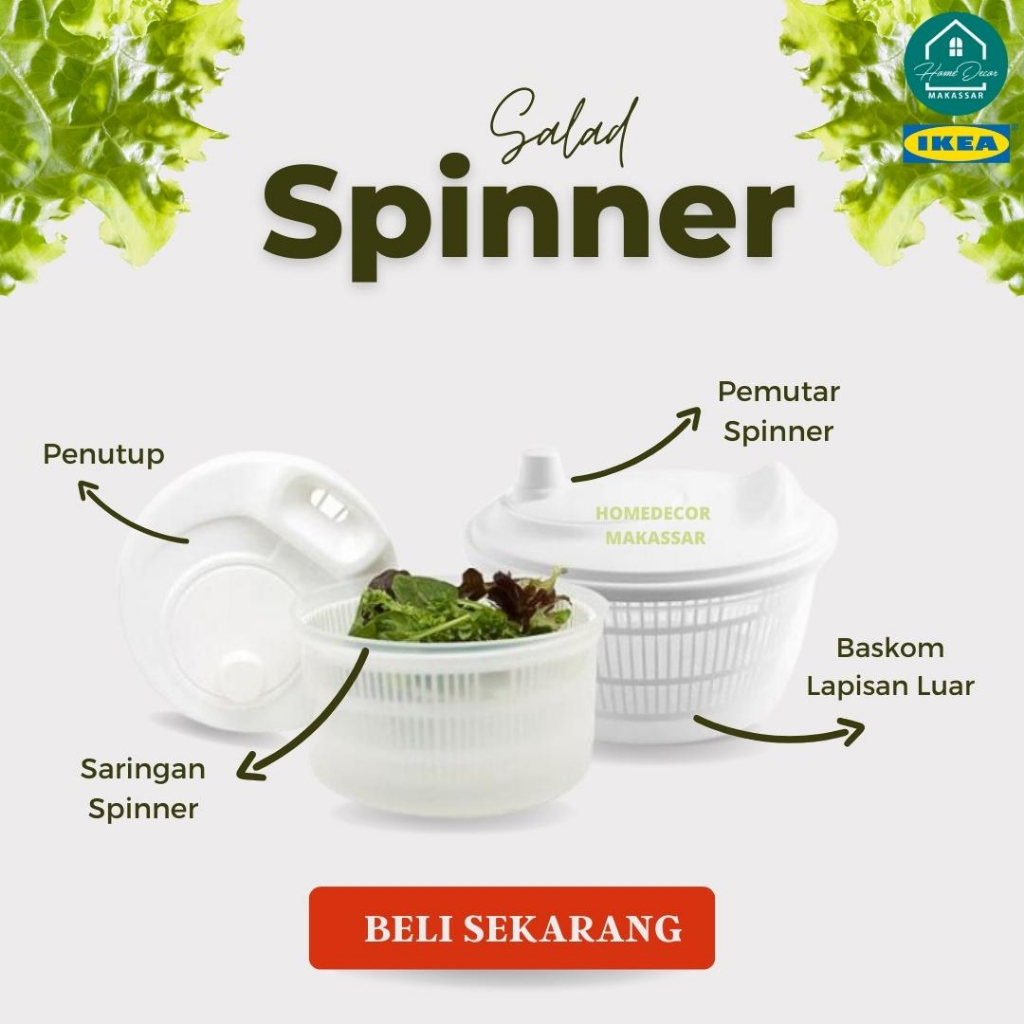 Jual Tokig Salad Spinner Ikea UPPFLYNN Manual Warna Putih Aesthetic Di ...