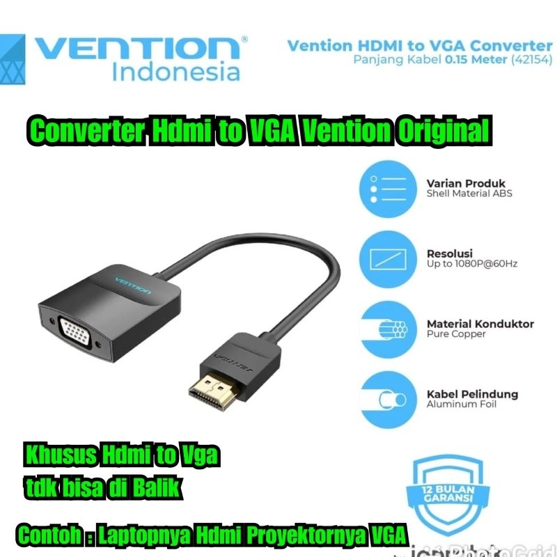 Jual Converter hdmi to vga vention original Konverter Hdmi ke Vga kabel ...