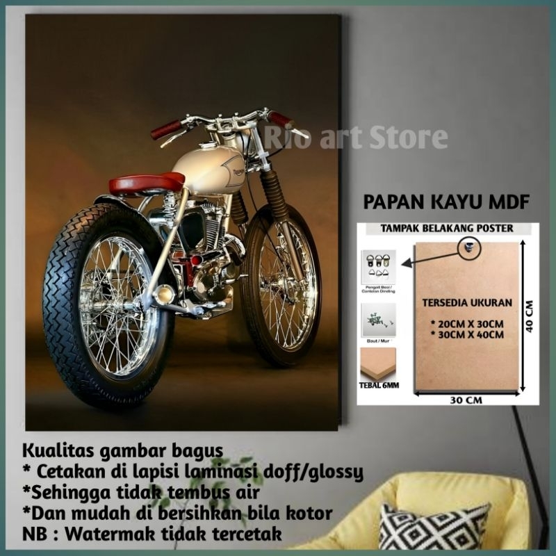 Jual Hiasan dinding bahan papan kayu mdf poster motor gede tua untul ...