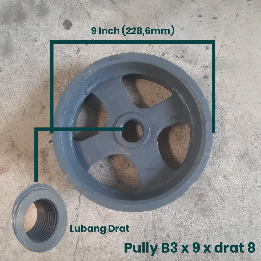 Jual PULLEY/PULLY B3 x 9" x DRAT POMPA PASIR 6 INCH | Shopee Indonesia