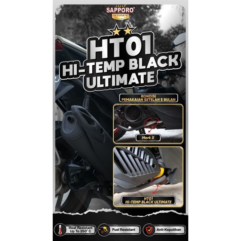 Jual Sapporo Ultimate HT01 Hi Temp Black / cat tahan panas / cat knalpot / Sapporo spray ...