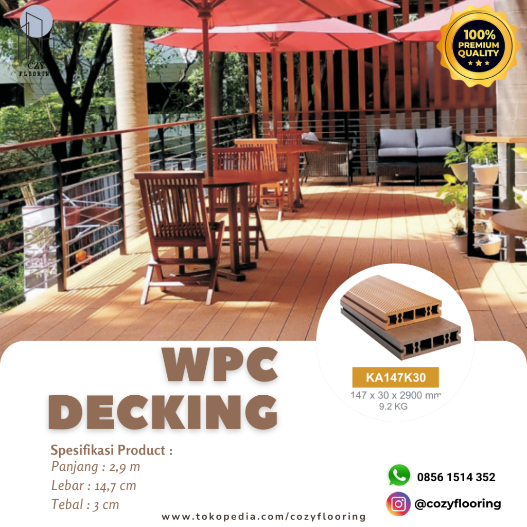 Jual WPC Decking Lantai Outdoor KA147K30 Kayu Asri | Shopee Indonesia