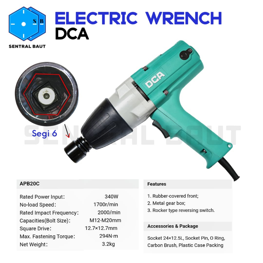 Jual SENTRAL BAUT || Electric Impact Wrench / Impact Listrik DCA APB20C ...