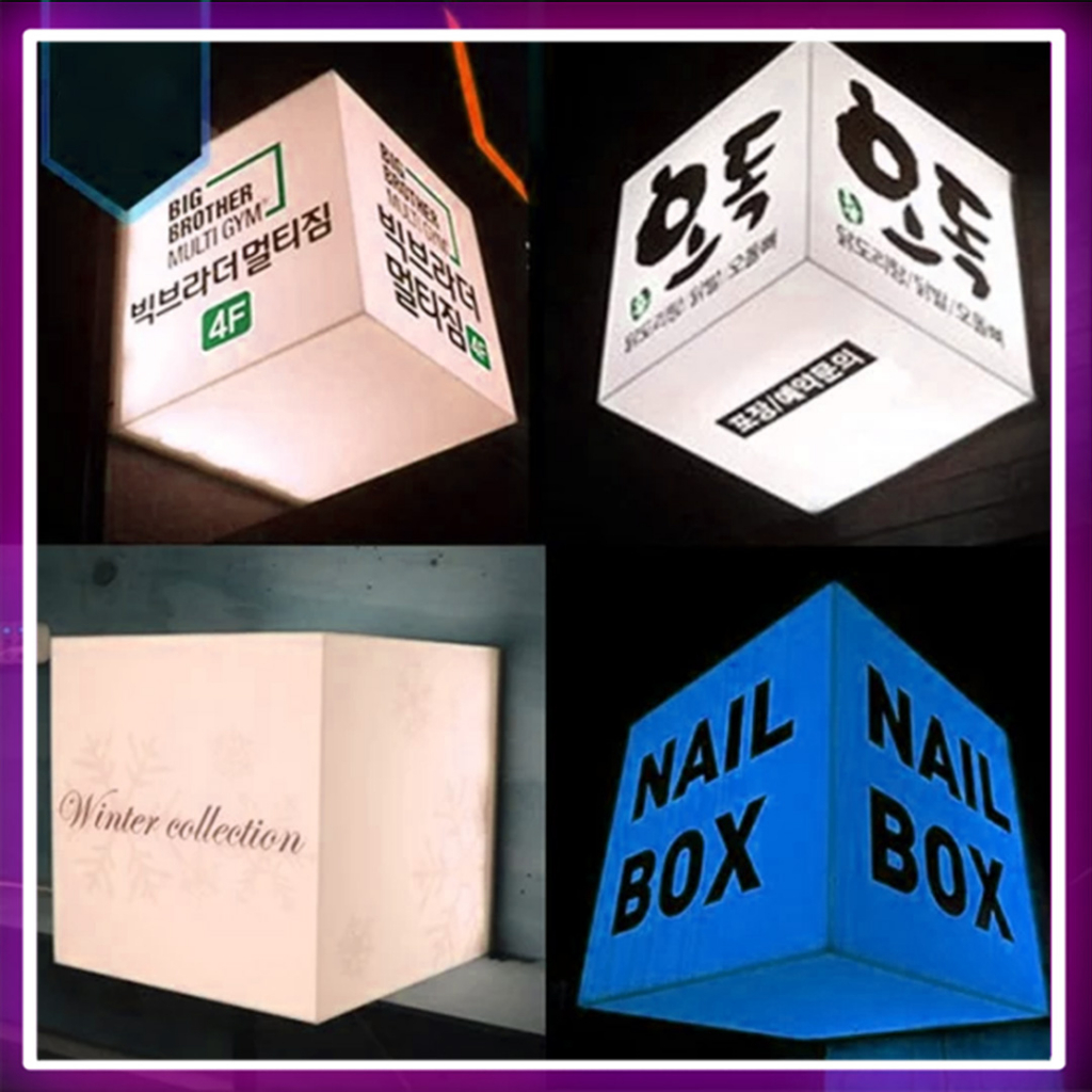 Jual Signage Cubic Neon Box Kubus Full Akrilik Tinggal Tempel 5 Sisi ...