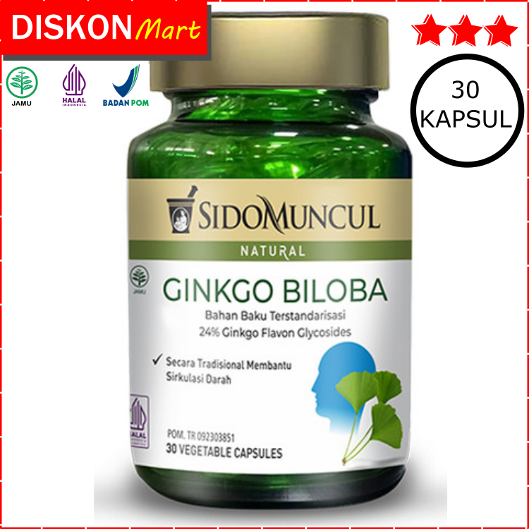 Jual GINKGO BILOBA SIDOMUNCUL 30 KAPSUL, OBAT PELUPA KESEMUTAN SUPLEMEN JAMU HERBAL DAYA INGAT ...