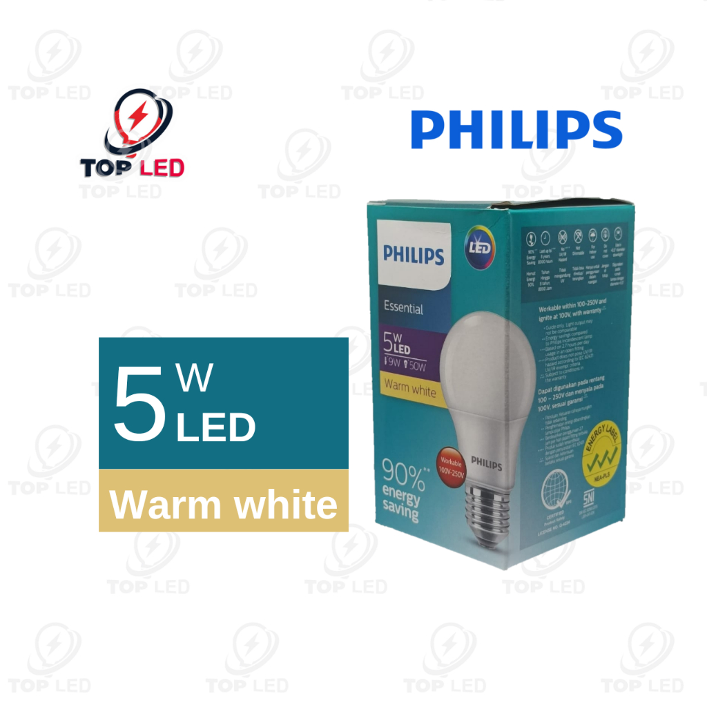 Jual Philips Essential LED Bulb 5W E27 3000K - Warm White | Shopee ...