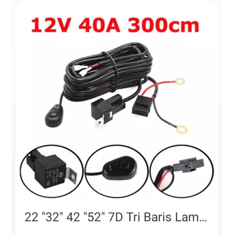 Jual RELAY KABEL WIRING HARNEES KIT DENGAN 40 A 12 VOLT ON/OF SWITCH ...