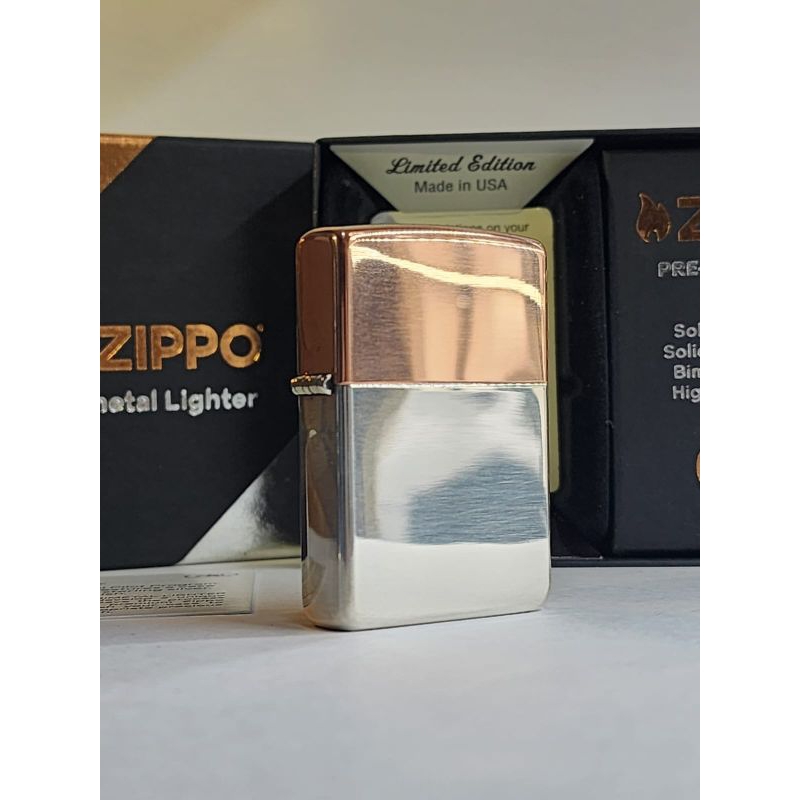 Jual Zippo Original Bimetal Case Lighter Copper Lid Sterling Bottom ...