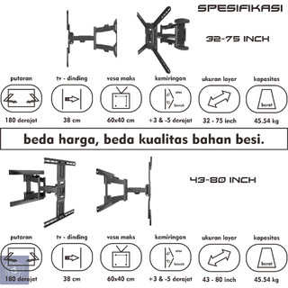 Jual Bracket TV 55 43 50 32 40 60 55 70 42 49 75 Inch Dijamin Cocok LED ...
