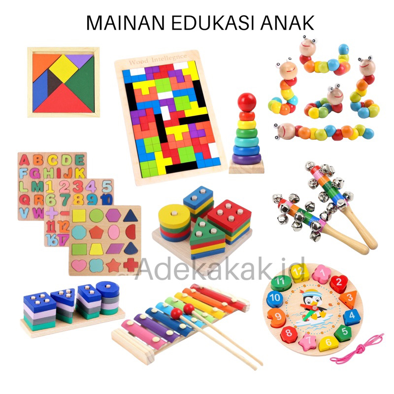 Jual Makassar - Mainan Edukasi Anak bahan kayu Puzzle angka huruf ...