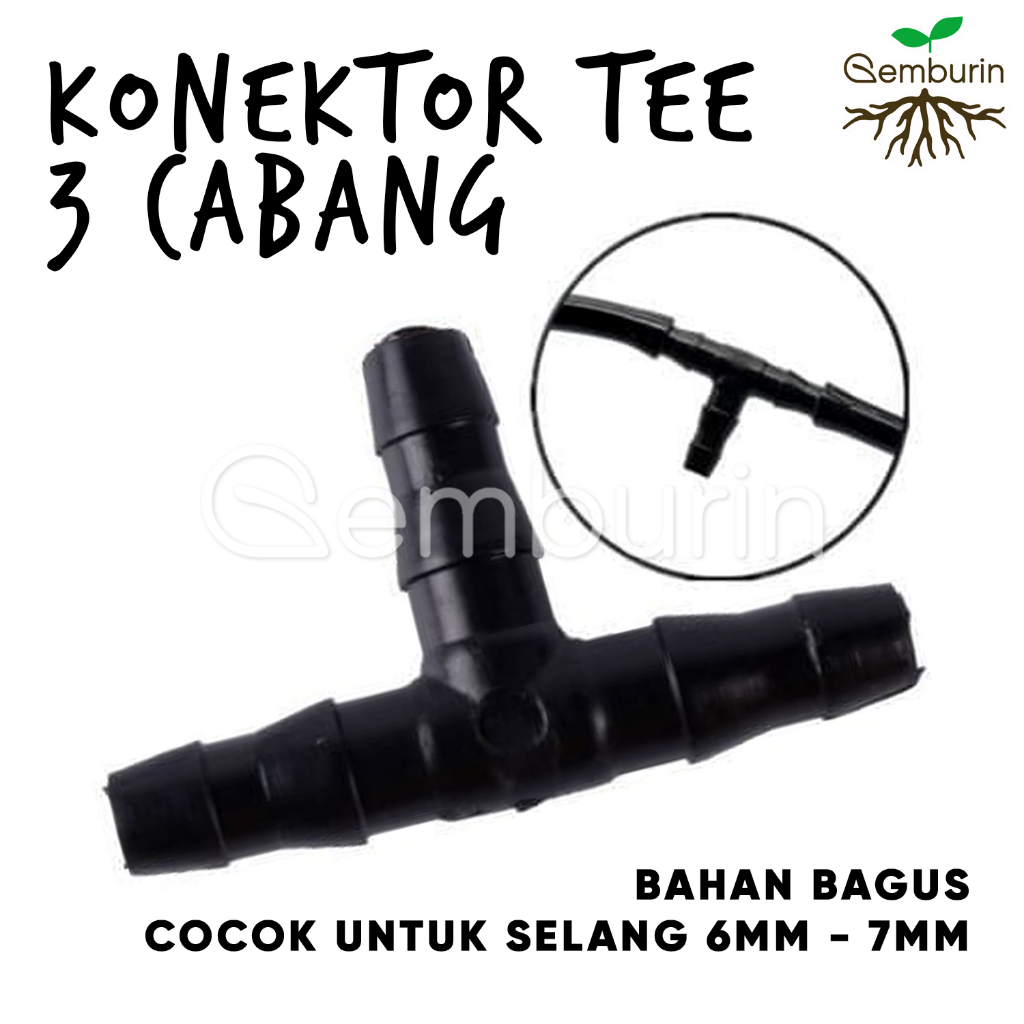 Jual Konektor Tee 3 Cabang Selang PE 4 X 7 mm / Nepel Fitting Pipa T ...