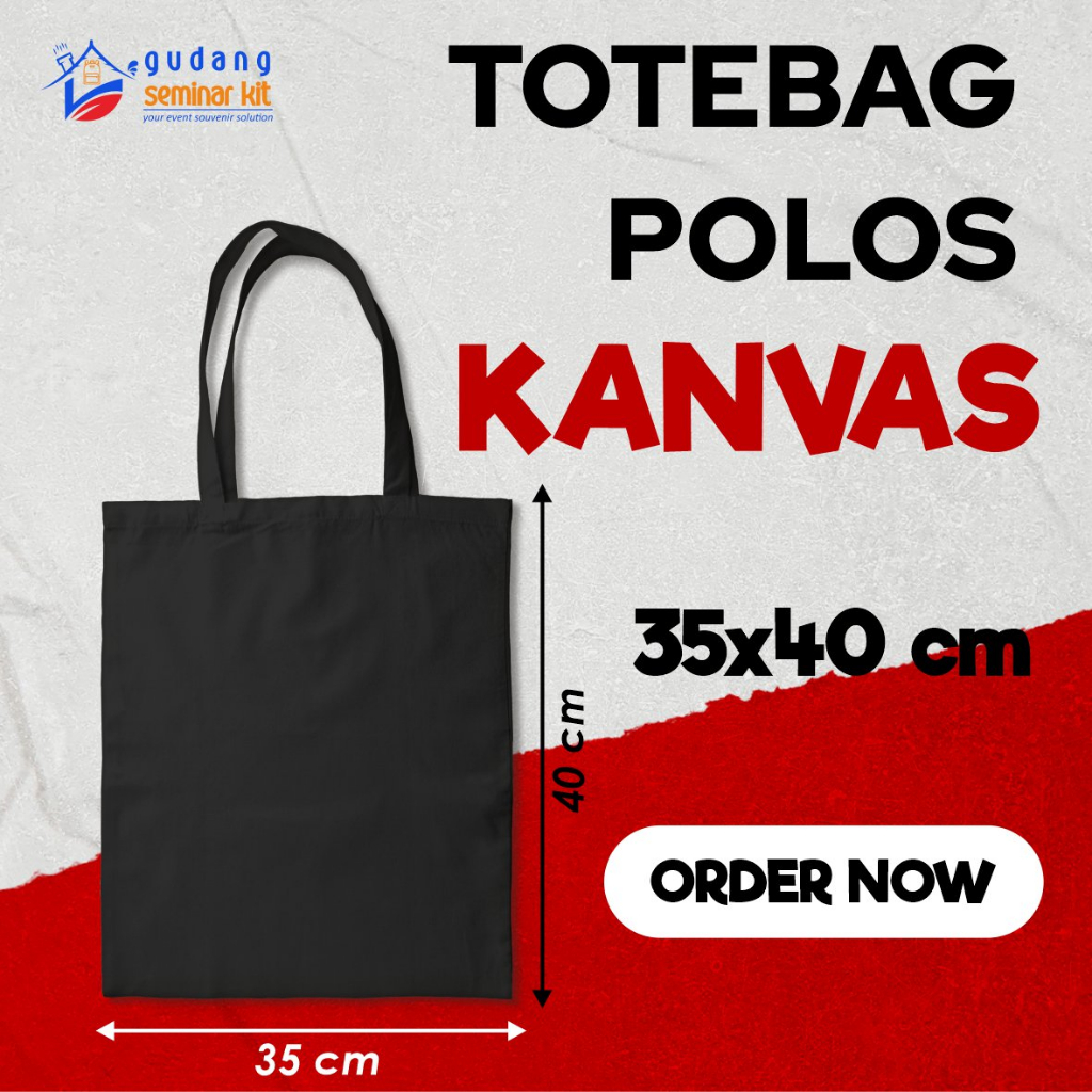 Jual Totebag KANVAS HITAM polos murah 35x40 | Shopee Indonesia