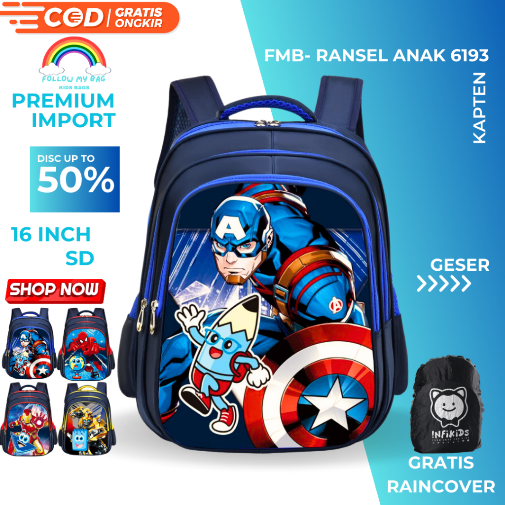 Jual Tas Sekolah Anak Laki Laki SD Import Gambar Timbul Karakter waterproof - Tas Anak Sekolah ...