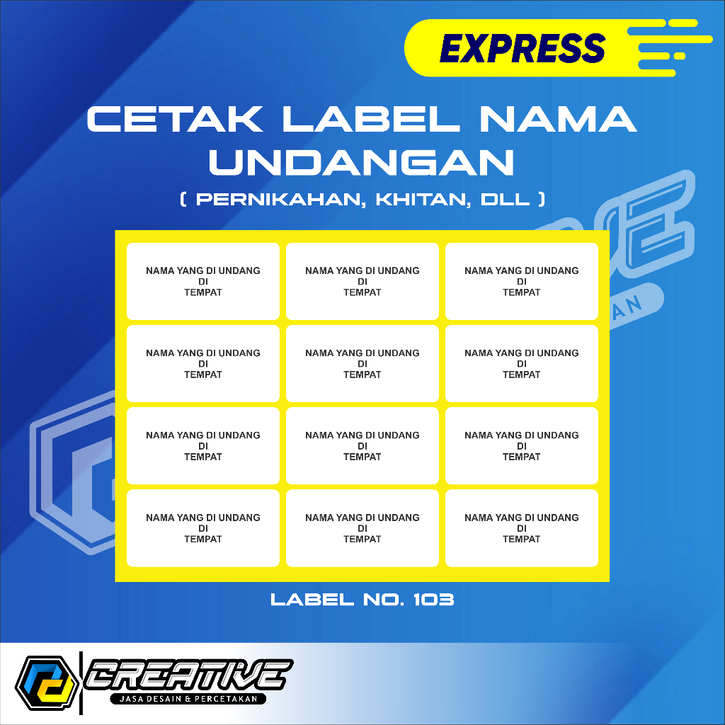 Jual Cetak Stiker Label 103 Polos / Print Label Nama Undangan KHITAN ...