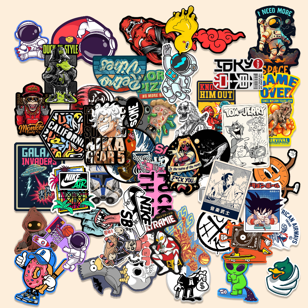 Jual 49 pcs Sticker Vinyl Laptop Waterproof DIY HP motor helm mobil ...