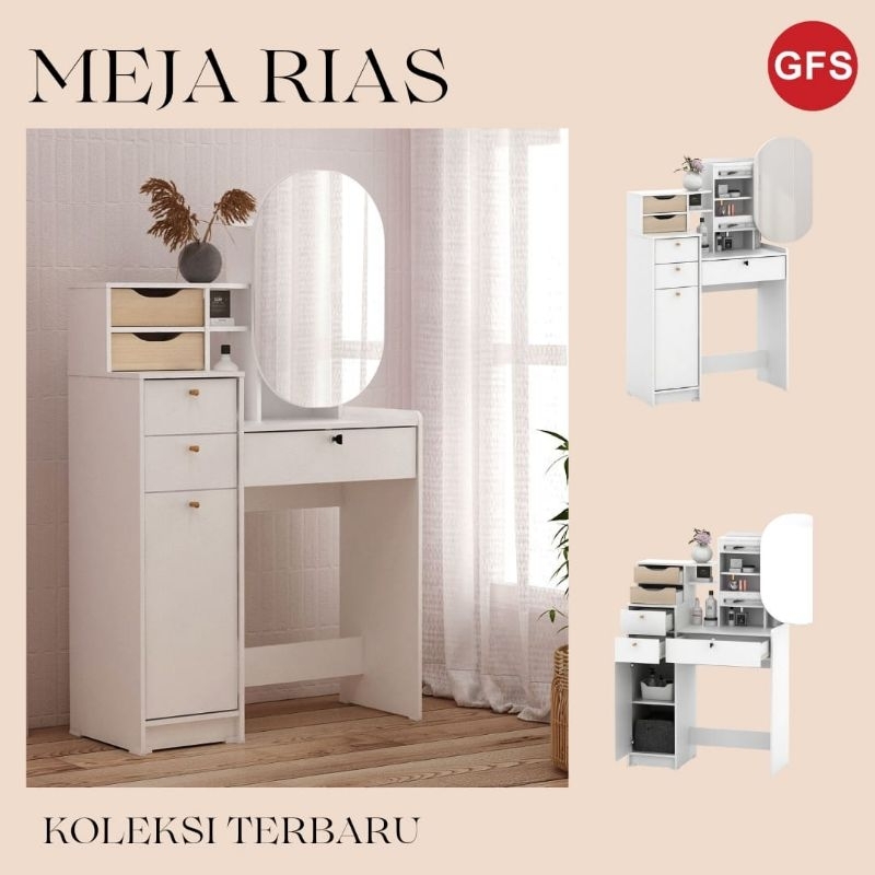 Jual Meja Rias Kaca Geser / Meja Rias Minimalis / White | Shopee Indonesia