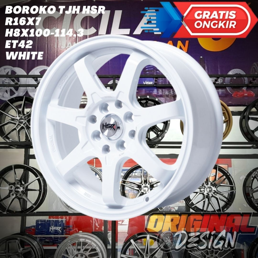 Jual Velg Mobil Ring 16 R16 HSR BOROKO TJH LEBAR 7 BAUT 4 ET42 WHITE / PUTIH | Shopee Indonesia