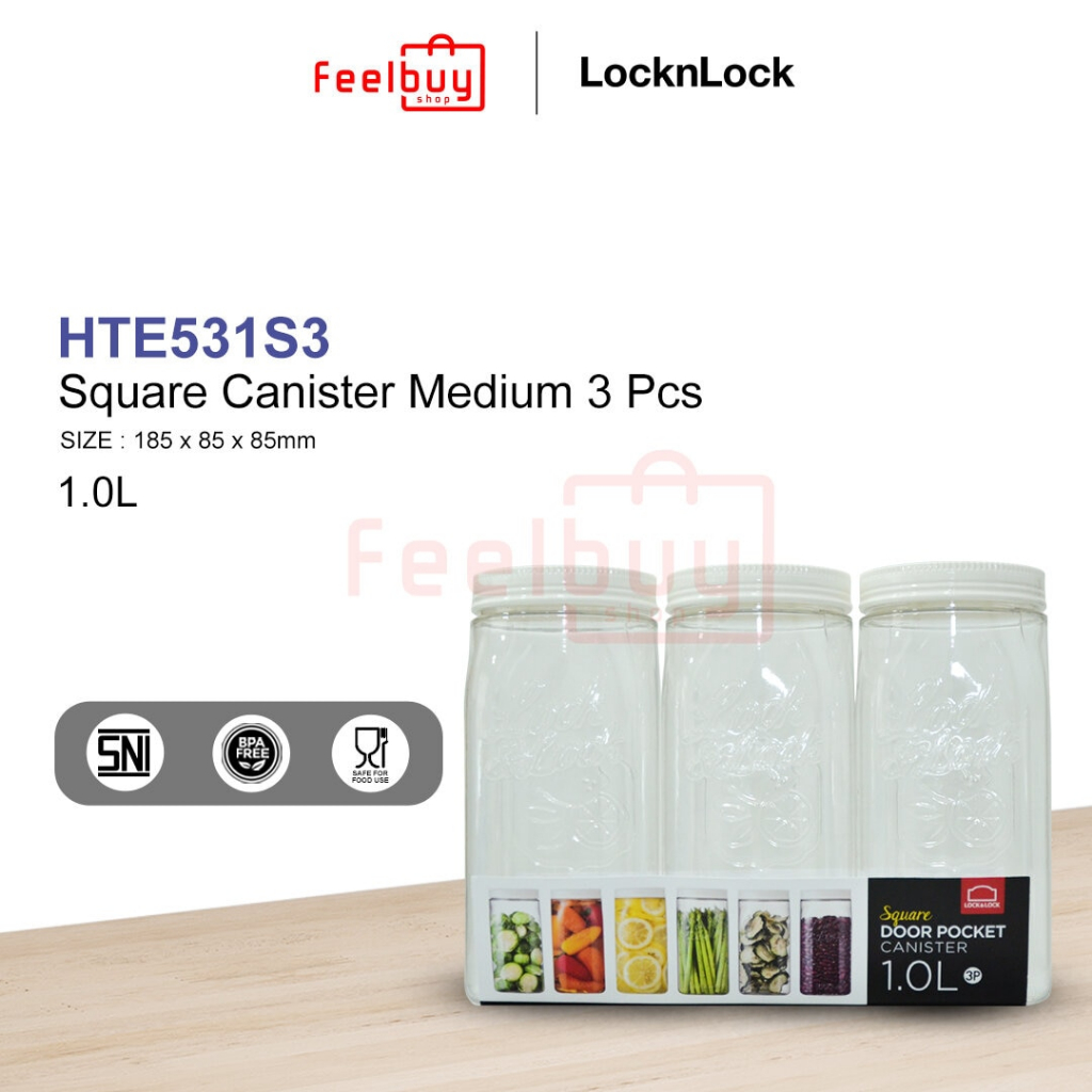 Jual LocknLock Square Canister Medium 3 Pcs HTE531S3 / Lock N Lock ...