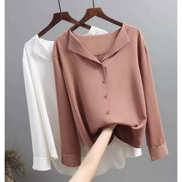 Jual LARA BLOUSE SHAKILA TWILL LENGAN PANJANG/ KEMEJA POLOS WANITA ...