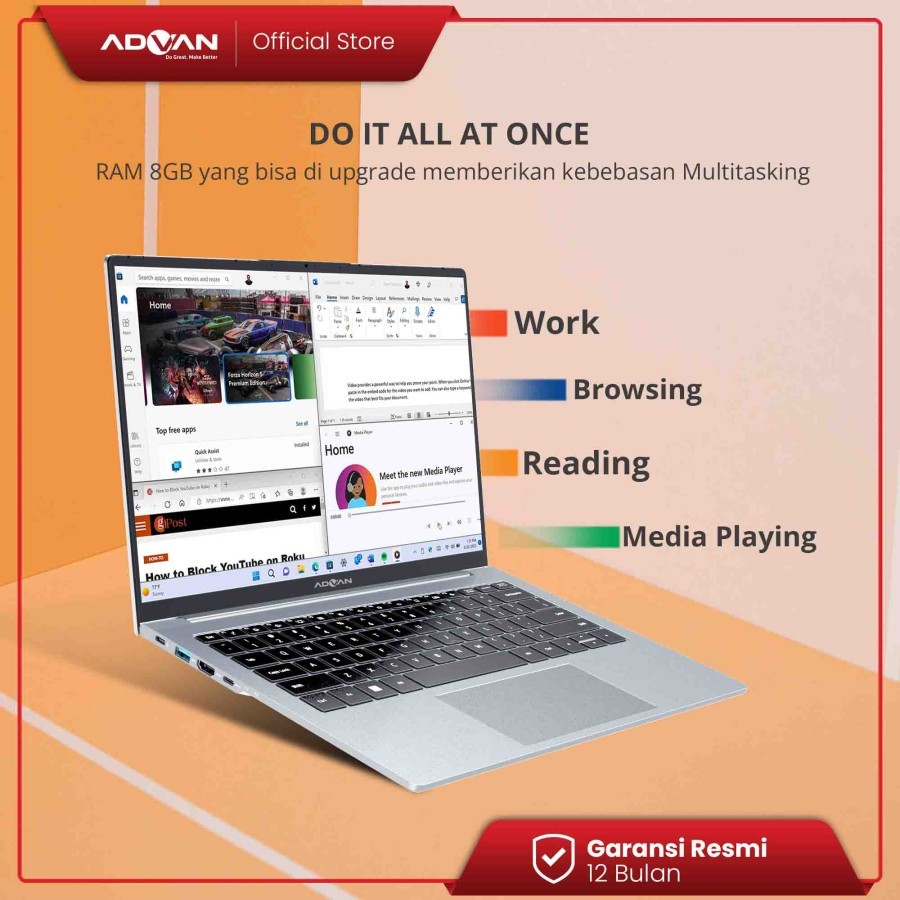 Jual ADVAN Notebook Laptop Workpro Intel I5 14'' FHD IPS 8GB 256GB Win ...
