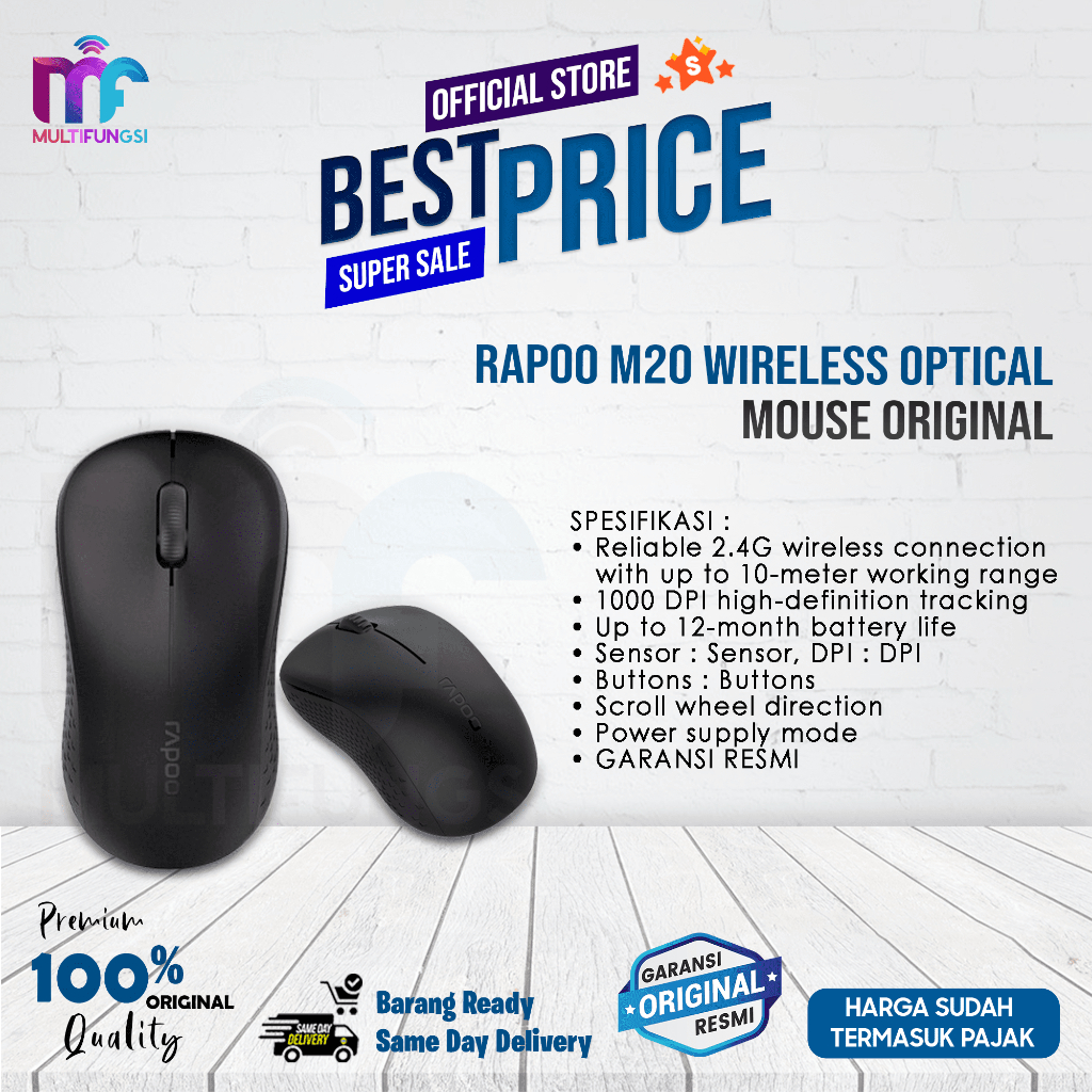 Jual Rapoo M20 Wireless Optical Mouse Original | Shopee Indonesia