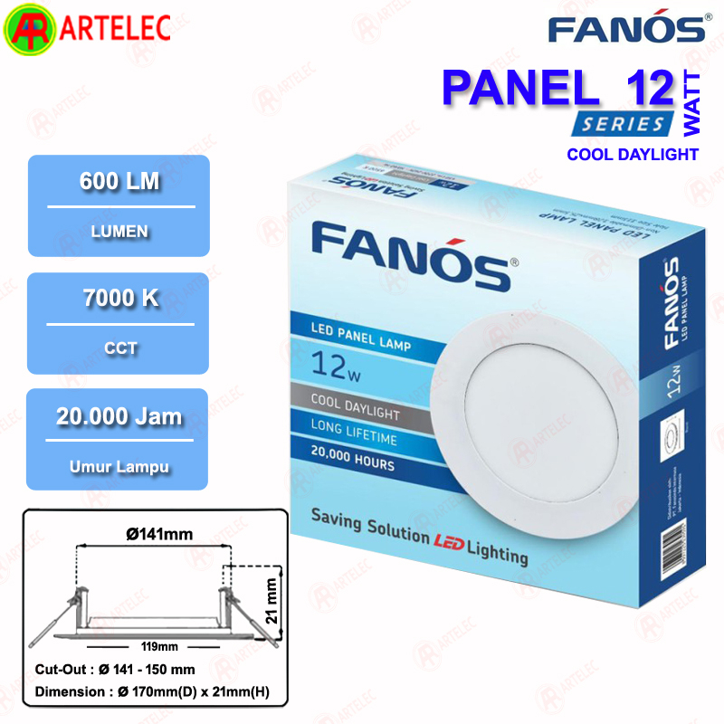Jual Lampu Downlight FANOS Led Panel Slim 12w Bulat | Shopee Indonesia