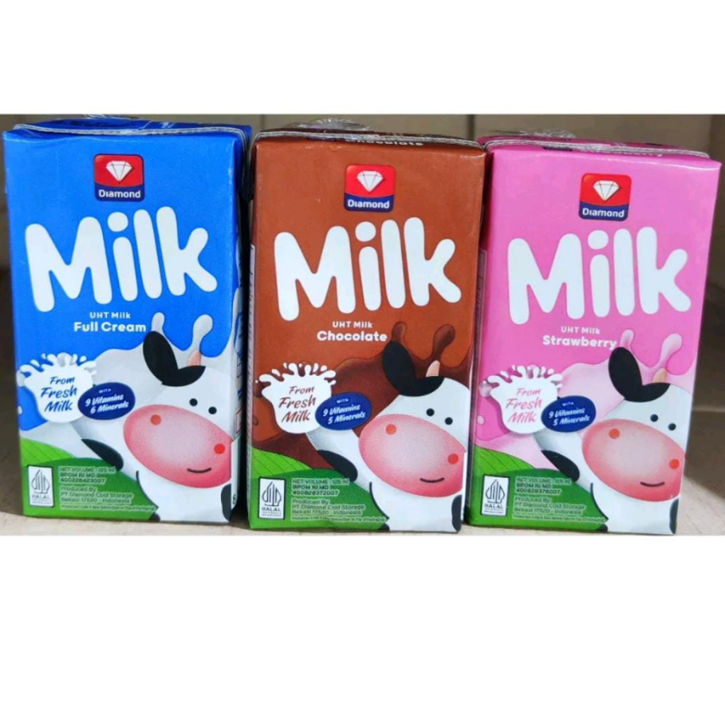 Jual DIAMOND susu uht 125 ml coklat stroberi ( kecil 125 ml) | Shopee Indonesia