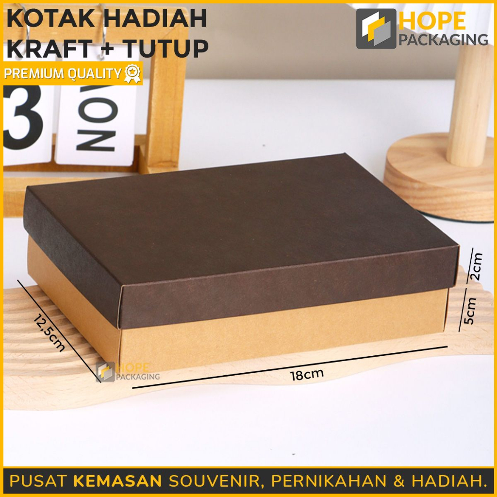 Jual Kotak Hadiah Kraft + Tutup Size : 18x12.5x5cm / Packaging Kado ...