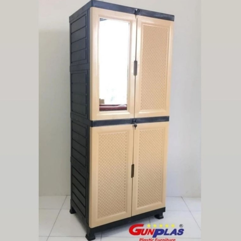 Jual Lemari Plastik + Kaca Cermin Gantung GUNPLAS Lemari Baju 4 susun ...