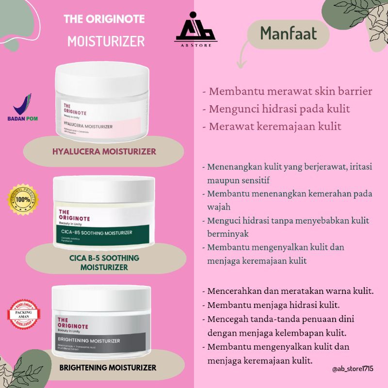 Jual The Originote Moisturizer Gel 50ml Pelembab Wajah | Shopee Indonesia