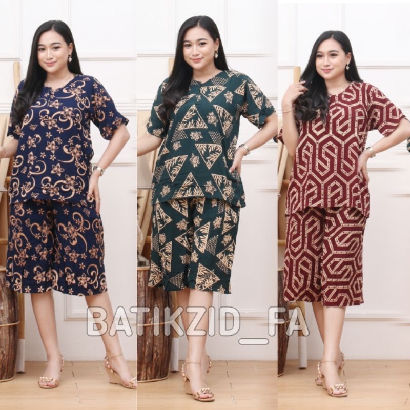 Jual Setelan Kulot Jumbo Batik - Motif Abstrak - Leher Kancing - Busui ...