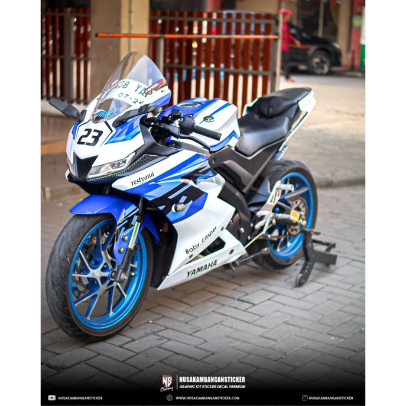 Jual Decal Stiker Motor R15 V3 Putih Biru Grafis Racing Team Sticker ...