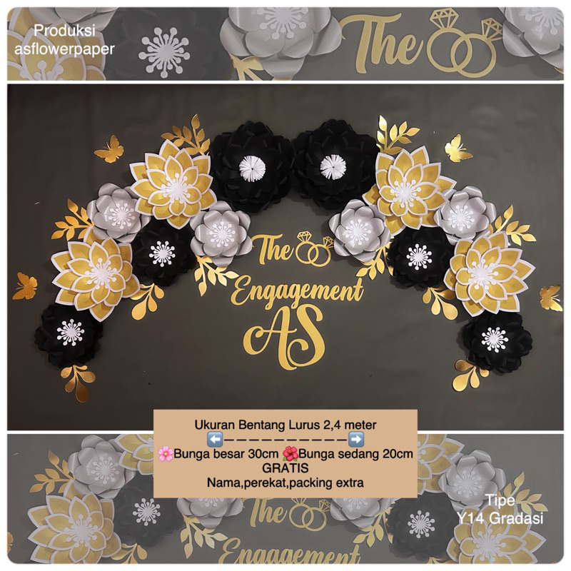 Jual Dekorasi lamaran engagament wedding tasyakuran paper flower set ...
