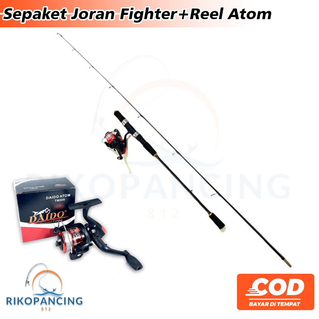 Jual Sepaket Joran Pancing Laut Jigging Fighter pe 1-3 max 15kg dan Reel Spool Atom | Shopee ...