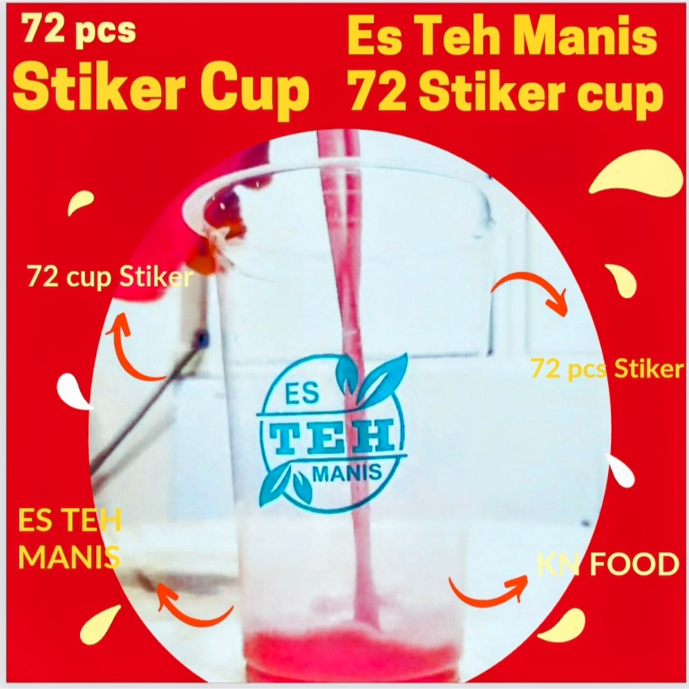Jual Stiker Cup Es Teh Manis Isi 72 stiker label nama cup es teh manis ...