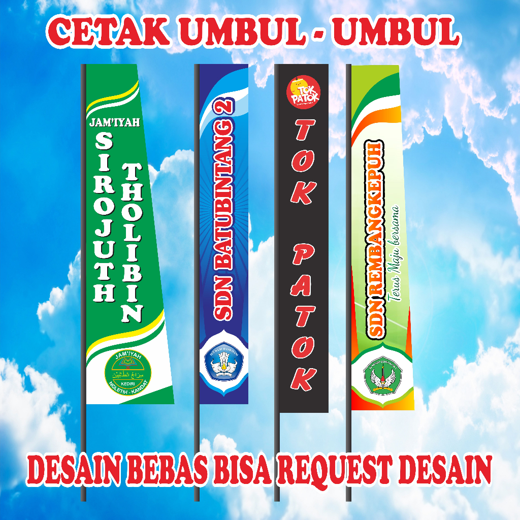 Jual PRINTING UMBUL UMBUL FULL COLOR BEBAS DESAIN CUSTOM | Shopee Indonesia