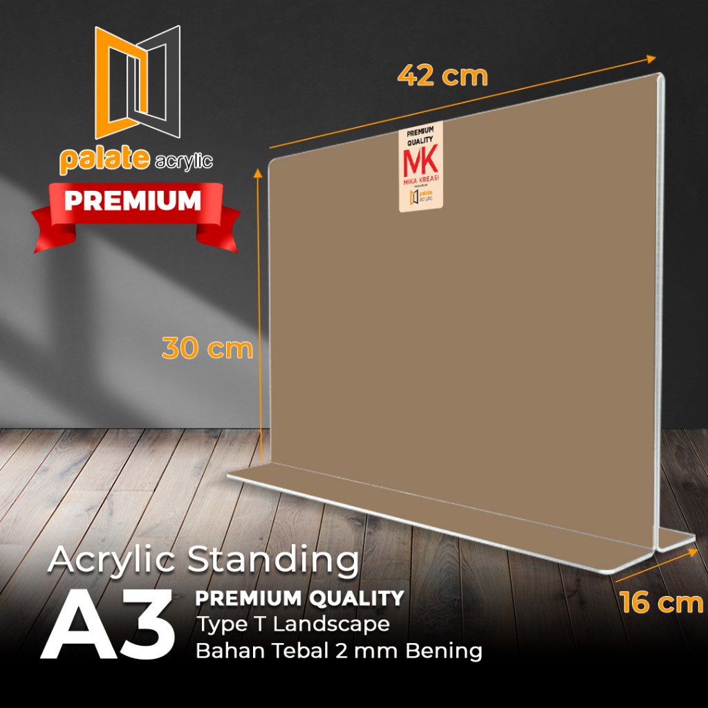Jual AKRILIK TENT HOLDER A3 T LANDSCAPE - 2MM PREMIUM | Shopee Indonesia