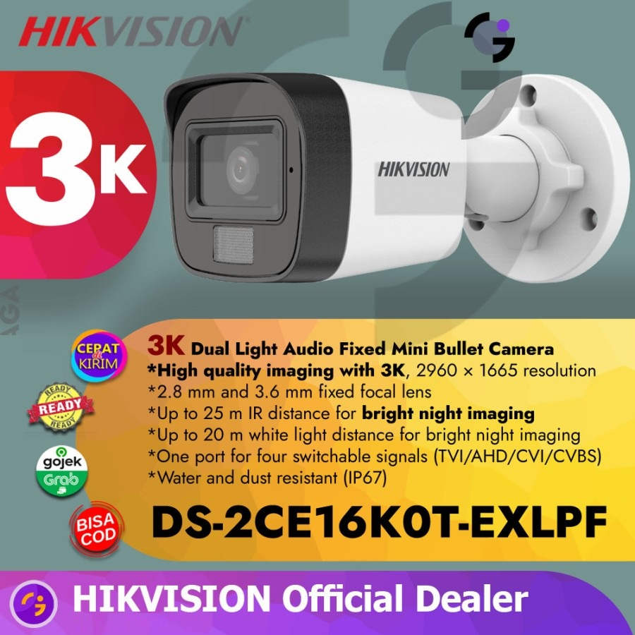 Jual CCTV HIKVISION OUTDOOR 3K 5MP DUAL LIGHT DS-2CE16K0T-EXLPF - BERRYTAPE | Shopee Indonesia