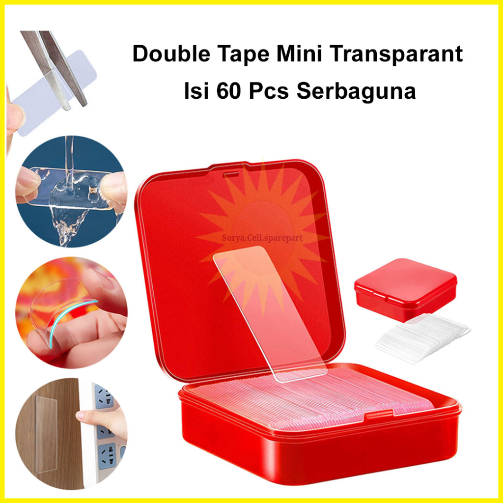 Jual Double Tape Mini Transparant Isi 60 Pcs Serbaguna - Sticker Double ...