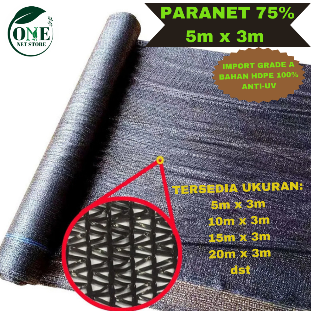 Jual JARING PARANET 75 % 5M X 3M | ANTI UV | KUALITAS IMPORT | GRADE A ...