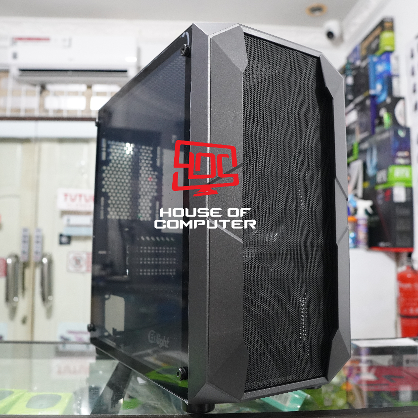 Jual ENLIGHT CASE PC BLACK SILVER M-ATX + USB TYPE C TEMPERED GLASS ...