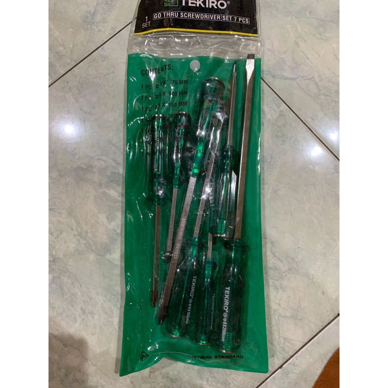 Jual Obeng Set 7 Pcs Tekiro (Tembus Hijau) / Go Thru Set 7 pcs Tekiro ...