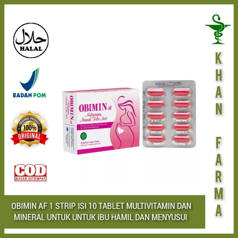 Jual OBIMIN AF 1 STRIP ISI 10 TABLET MULTIVITAMIN DAN MINERAL UNTUK IBU ...