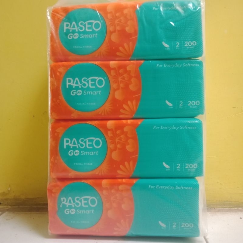 Jual PASEO GO SMART FACIAL TISSUE SOFT 2 PLY 200 SHEETS PAKET 1 PACK 4 ...