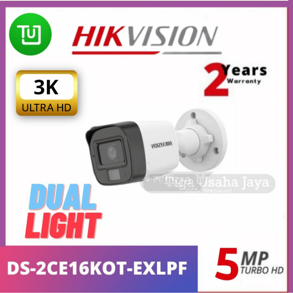 Jual DS-2CE16KOT-EXLPF HIKVISION KAMERA CCTV OUTDOOR 5MP SMART DUAL LIGHT | Shopee Indonesia