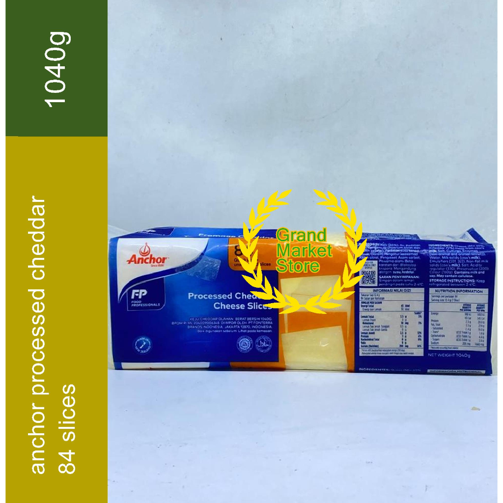 Jual Anchor Processed Cheddar Cheese 84 Slices Keju Orange Colour 1040g Keju Cedar Olahan ...