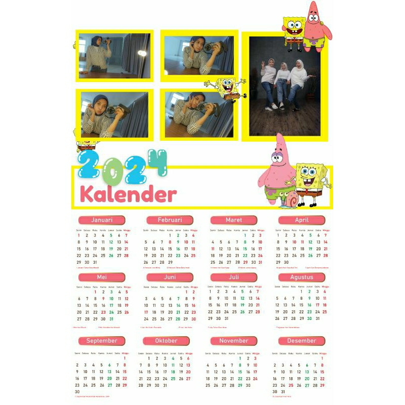 Jual Kalender Poster 2024 Custom 5 Foto Custom Nama | Shopee Indonesia
