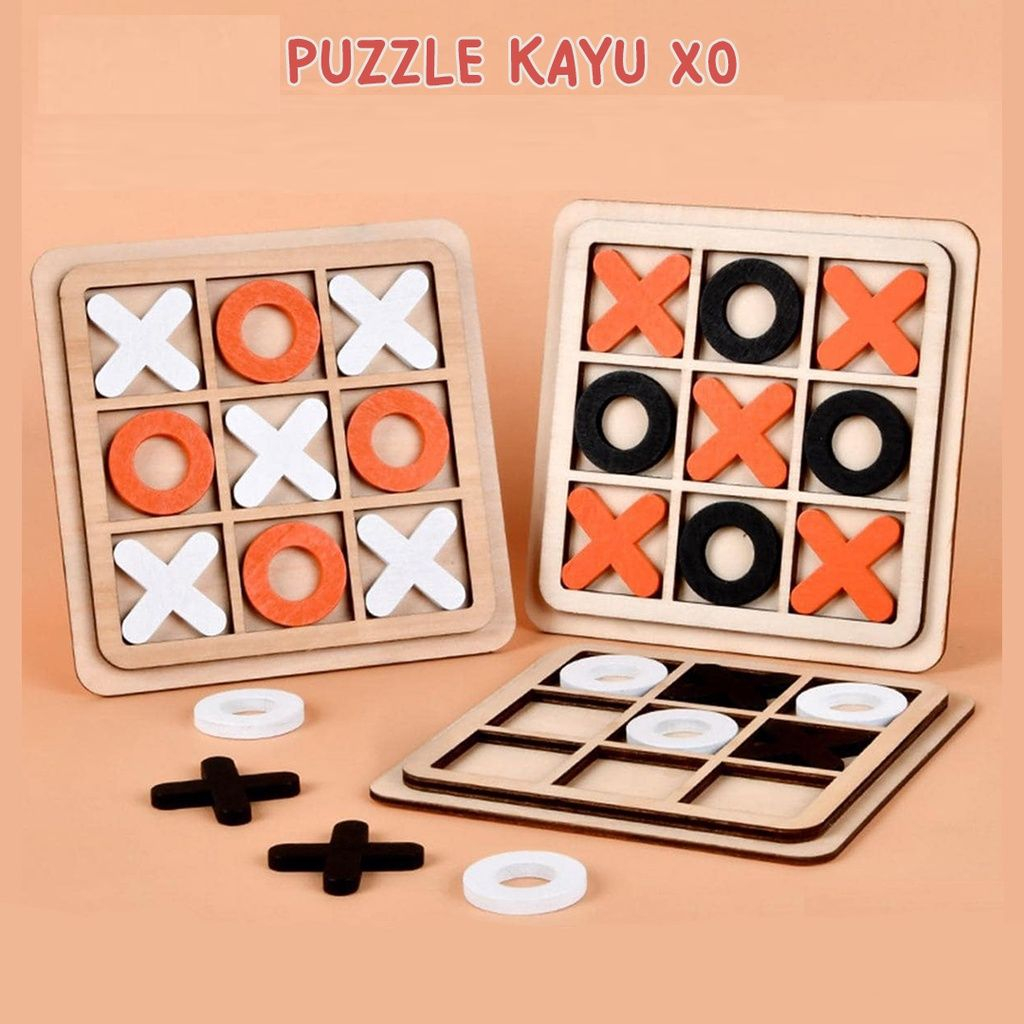 Jual Mainan Anak Edukasi Board Game Puzzle Kayu 3D XO Tic Tac Toe ...