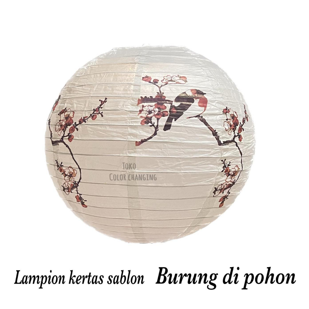Jual lampion bulat sablon 40 cm burung di pohon paper lantern dekorasi ...